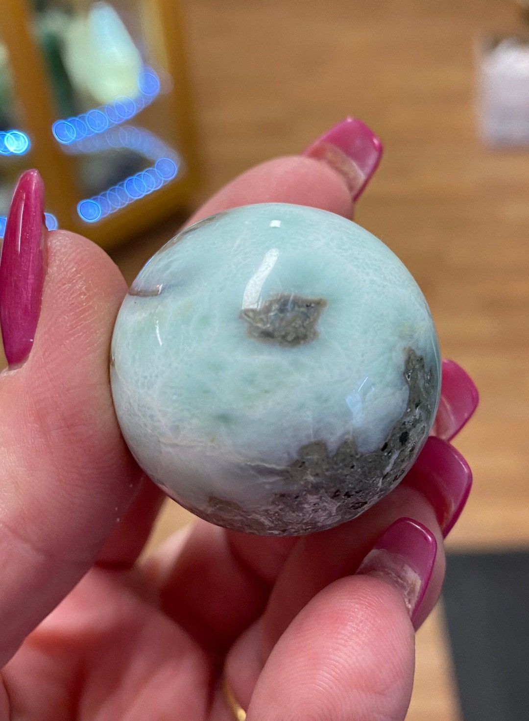 Larimar Sphere With Glass Display Stand 90grams - Etsy