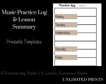 Music Practice Log | Etsy
