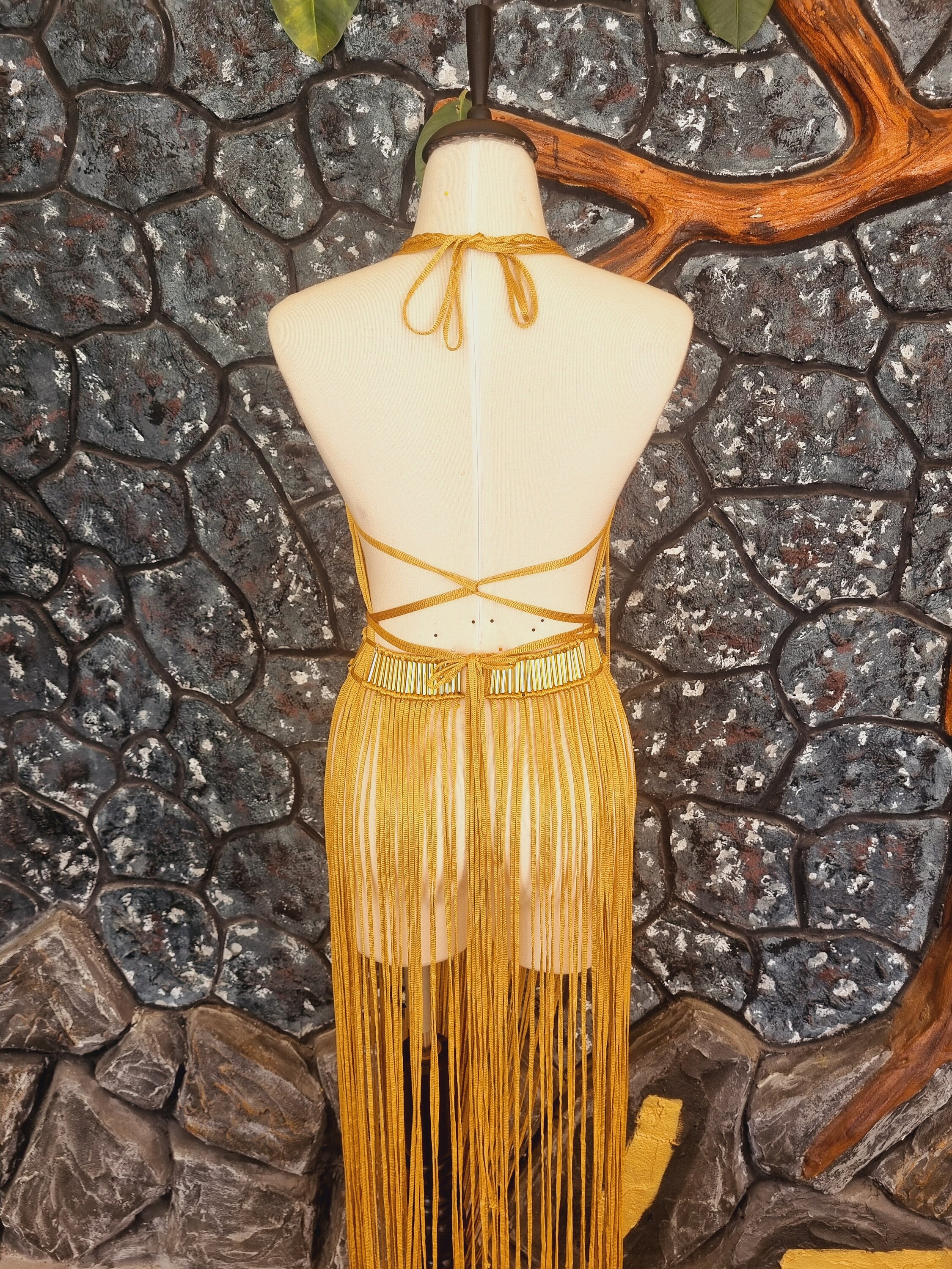 Gold Macrame Dress: Cleopatra Costume, Festival Outfit - Etsy