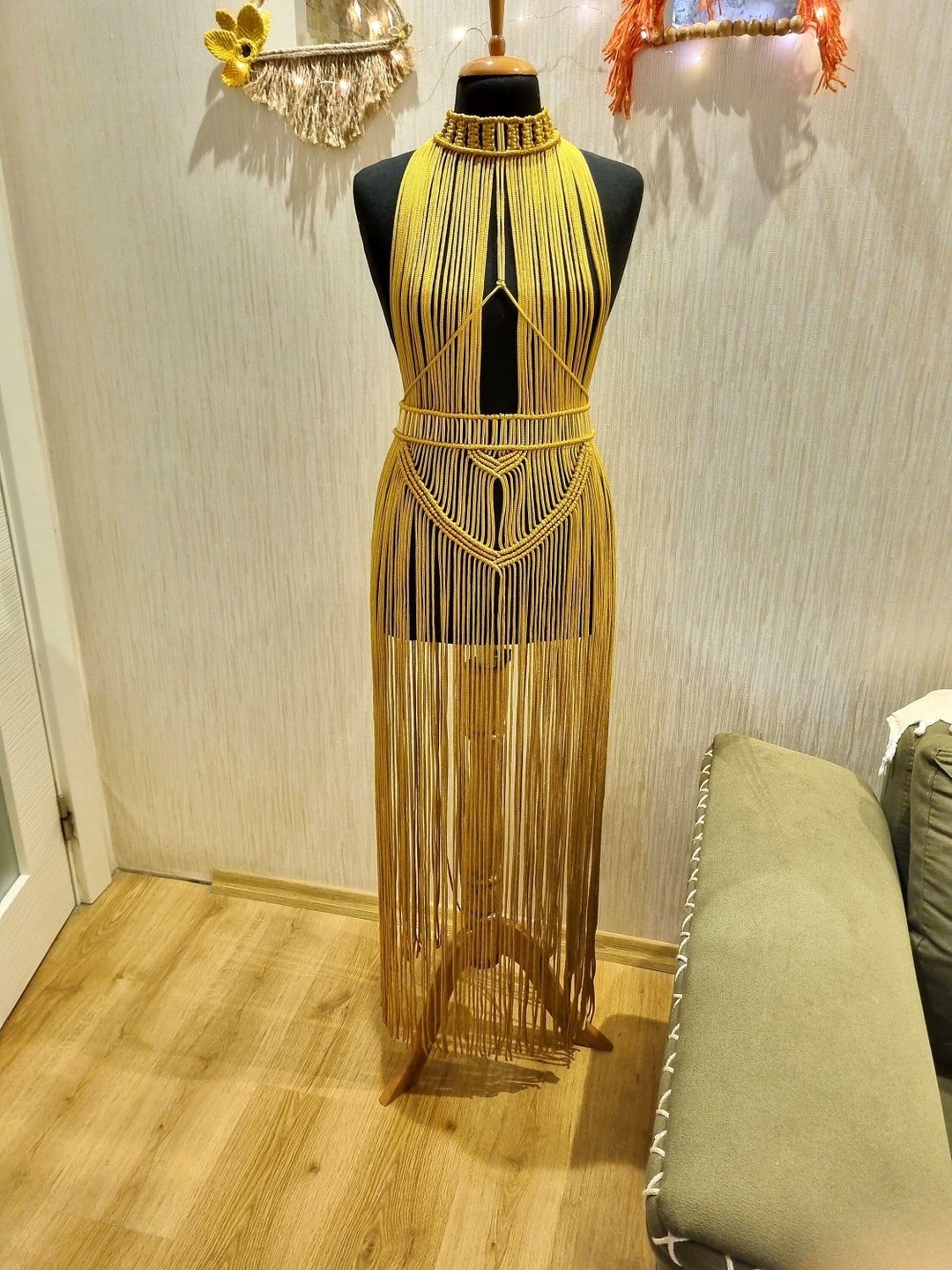 Macrame Dress, Silver Macrame Dress, Gold Macrame Dress, Festival ...