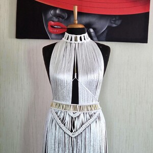 Macrame Dress, Silver Macrame Dress, Gold Macrame Dress, Festival ...