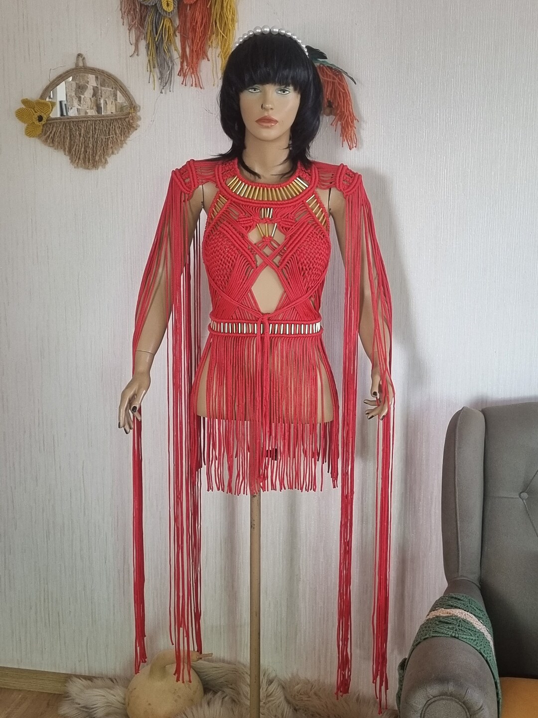 Macrame Dress, Festival Outfit, Rave Outfit, Goddess Dress, Burning Man ...