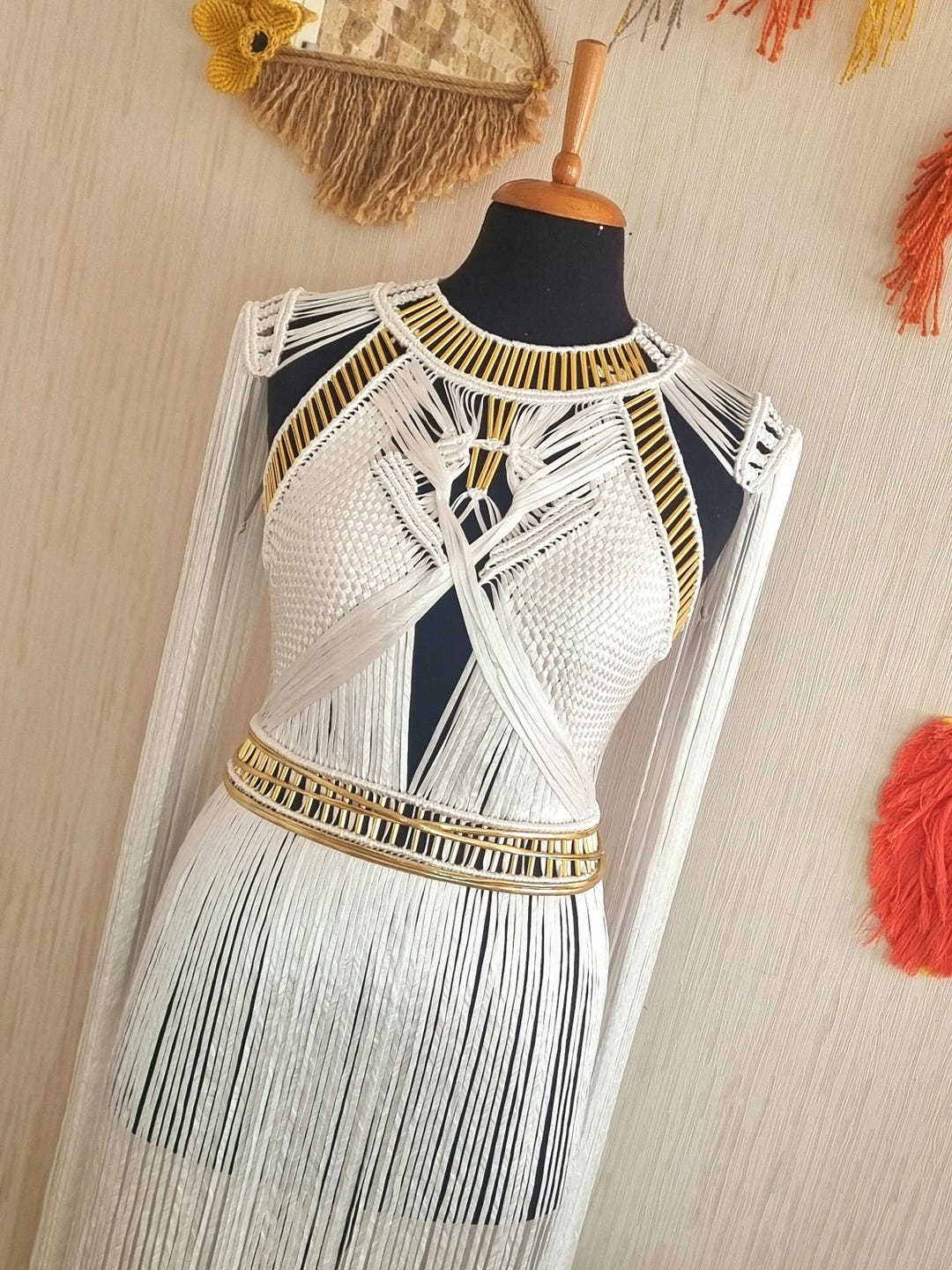 Macrame Dress, Cleopatra Costume, Burning Man Outfit Woman, Egyptian ...