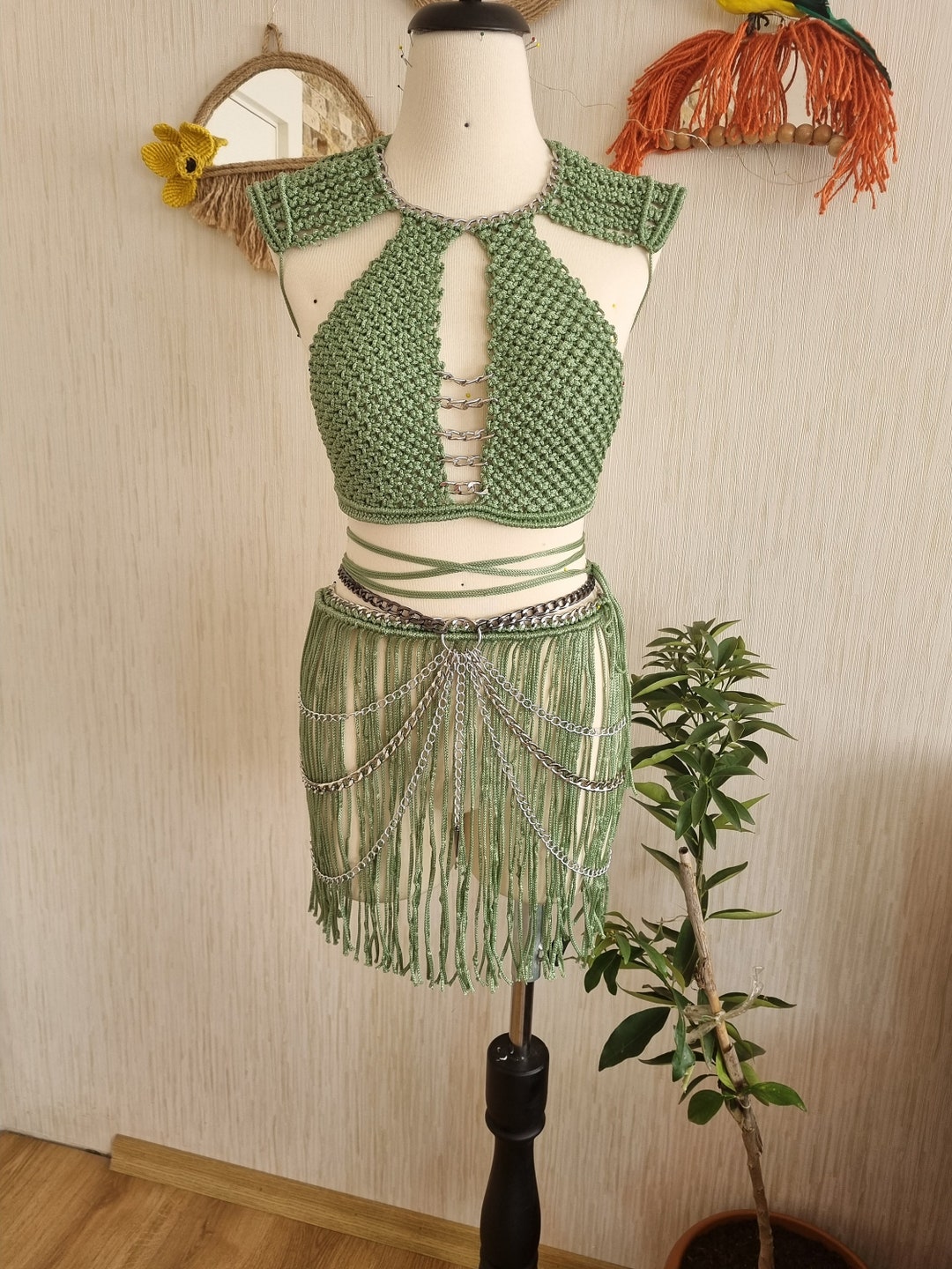 Macrame Dress, Festival Outfit, Rave Outfit, Dancer Costume, Macrame ...