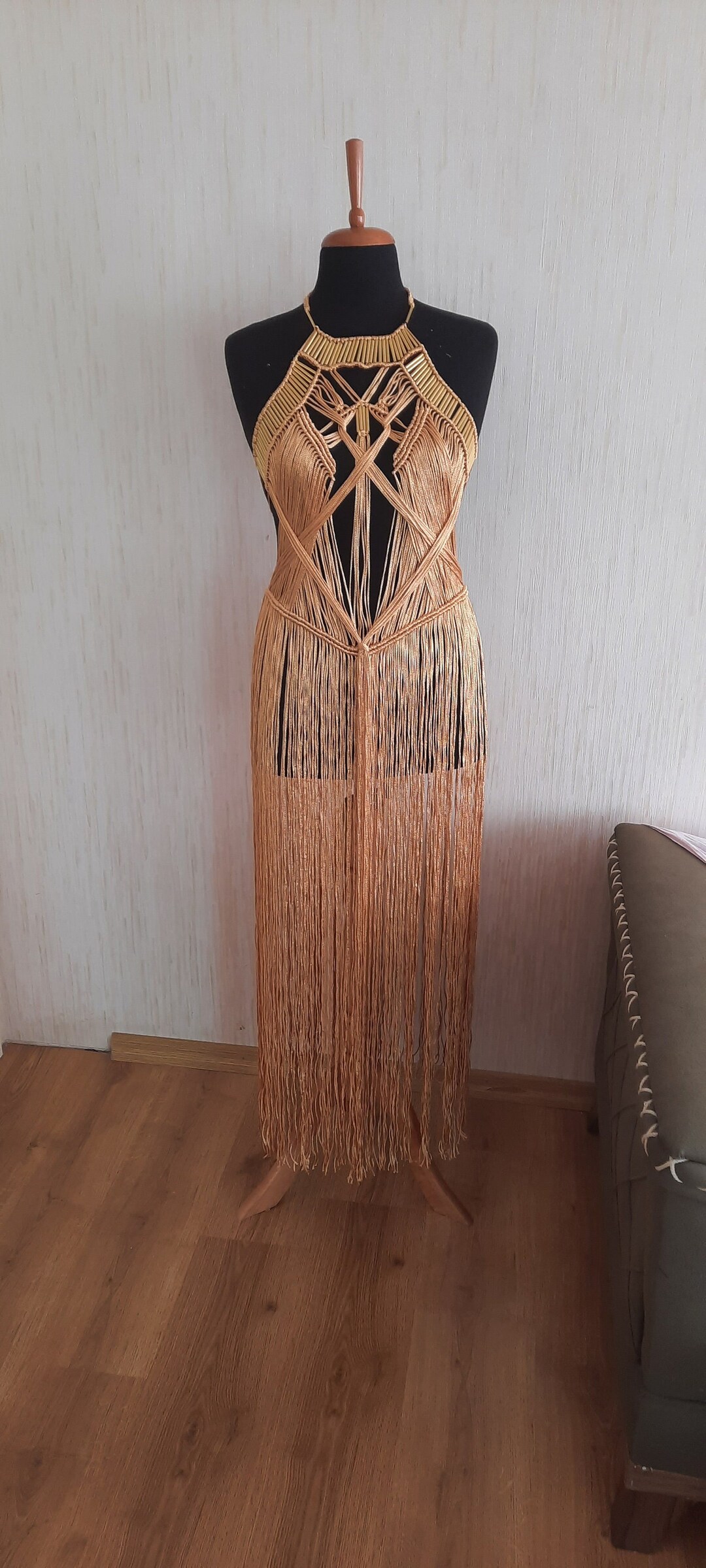 Macrame Dress, Cleopatra Gown, Burning Man Outfit Woman, Macrame Top ...