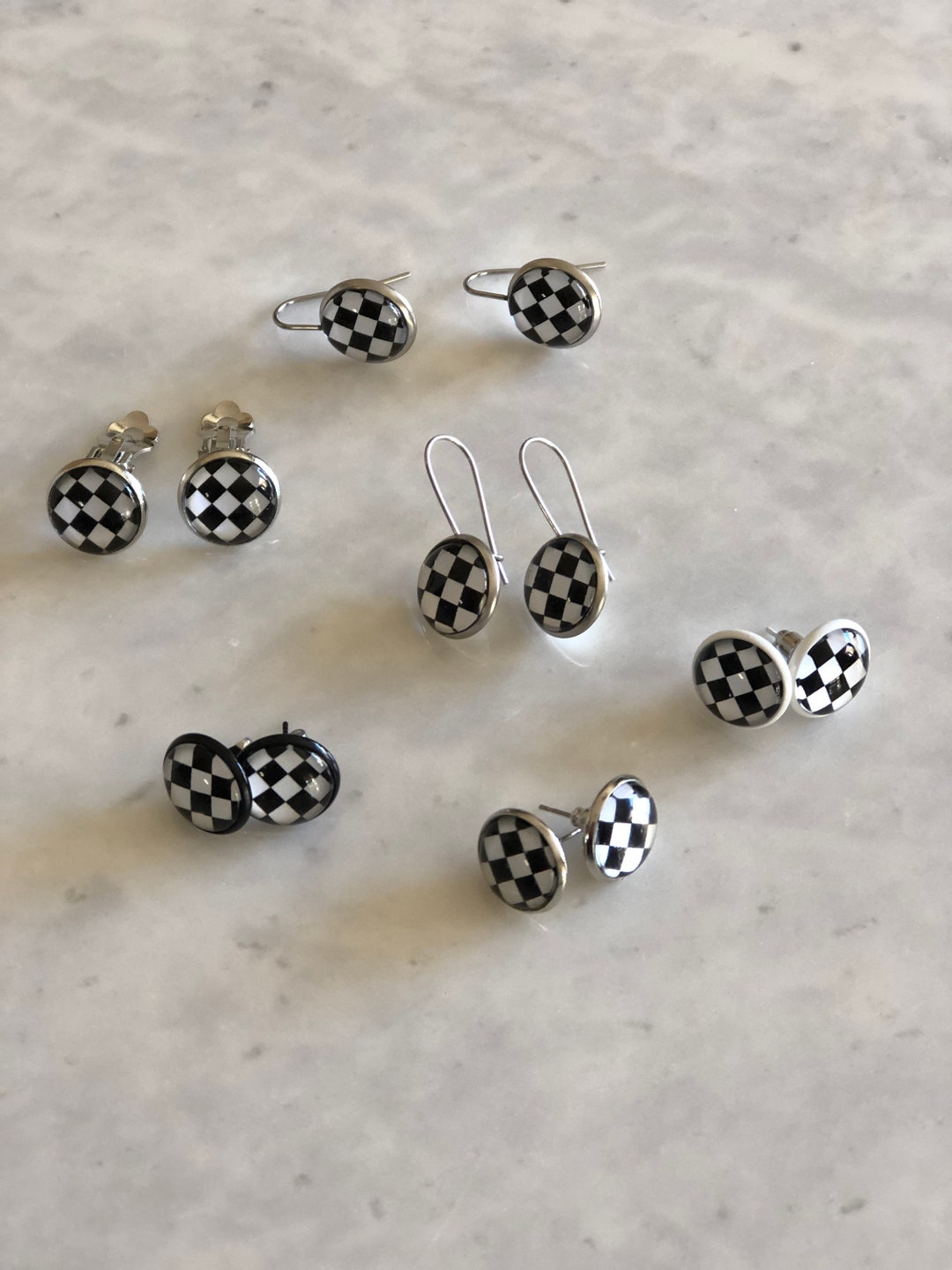 Racing Stud Earrings, Racing Mom Earrings, Racing Hook Earrings, Black ...