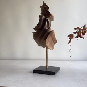 Dynamic Walnut Wood Sculpture Modern Hand-carved Abstract Art for ...