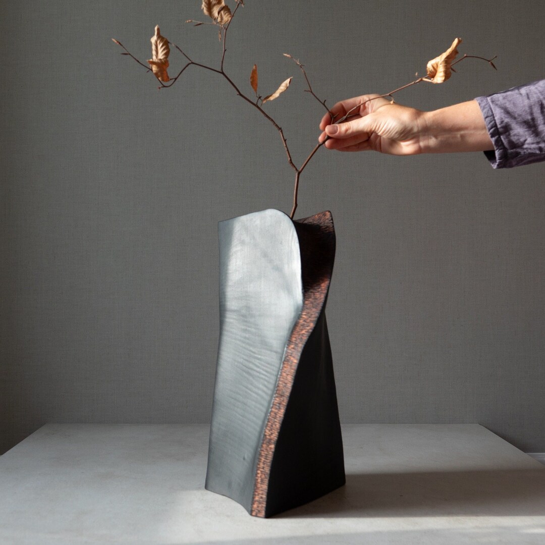 Modern Handmade Wooden Sculptural Vase Abstract Artwork for Dry ...