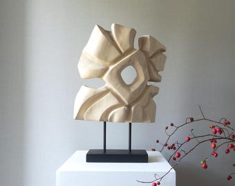 Handcrafted Walnut Wood Sculpture Modern Organic Art for Minimalist ...