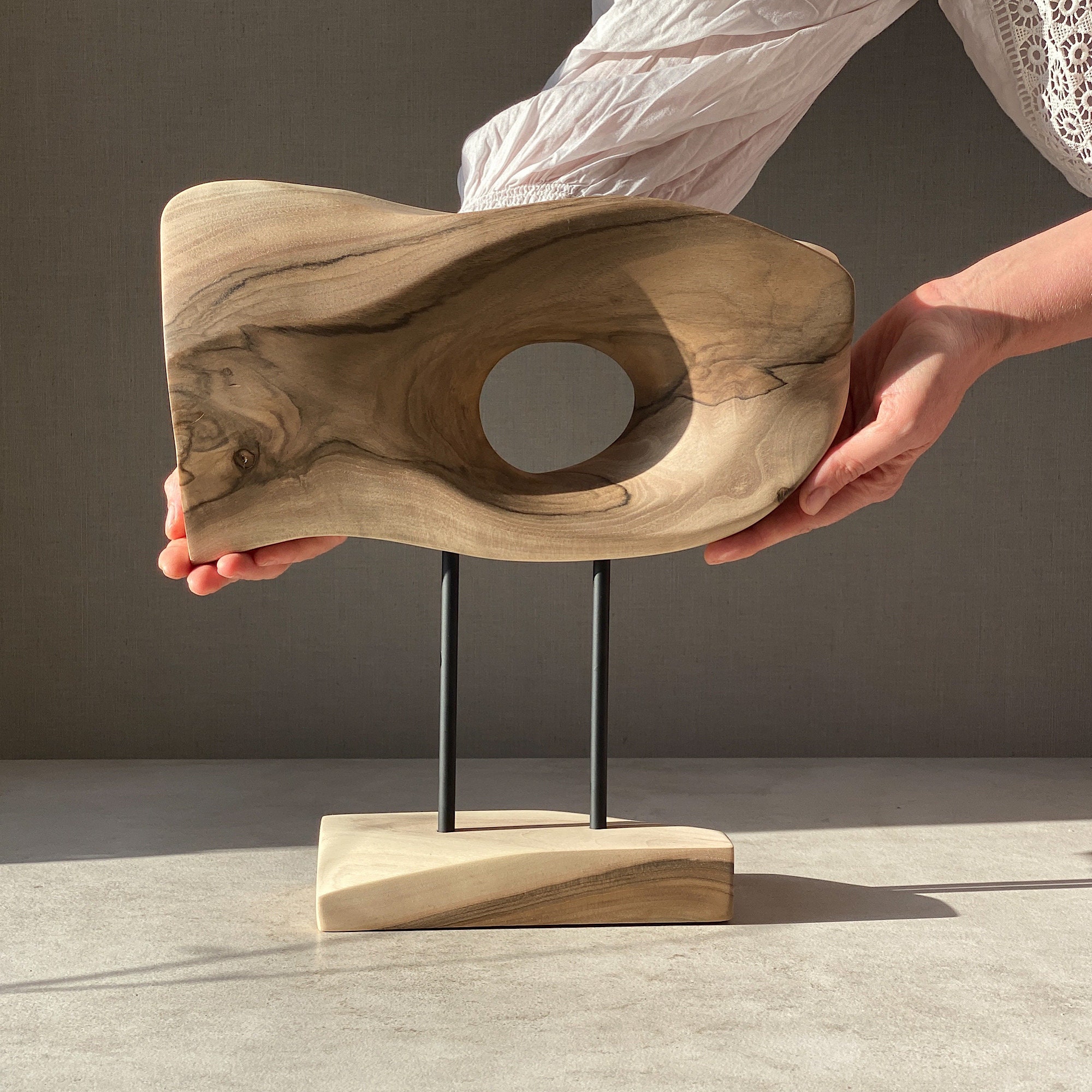 Handmade Walnut Wood Sculpture Minimalist Abstract Shelf Decor With ...