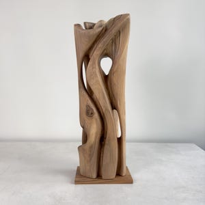 Hand-carved Walnut Wood Sculpture Abstract Design With Smooth Matte ...