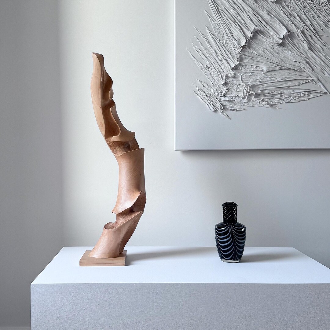 24 Applewood Sculpture in Natural Colour, Tall Wooden Decoration for ...