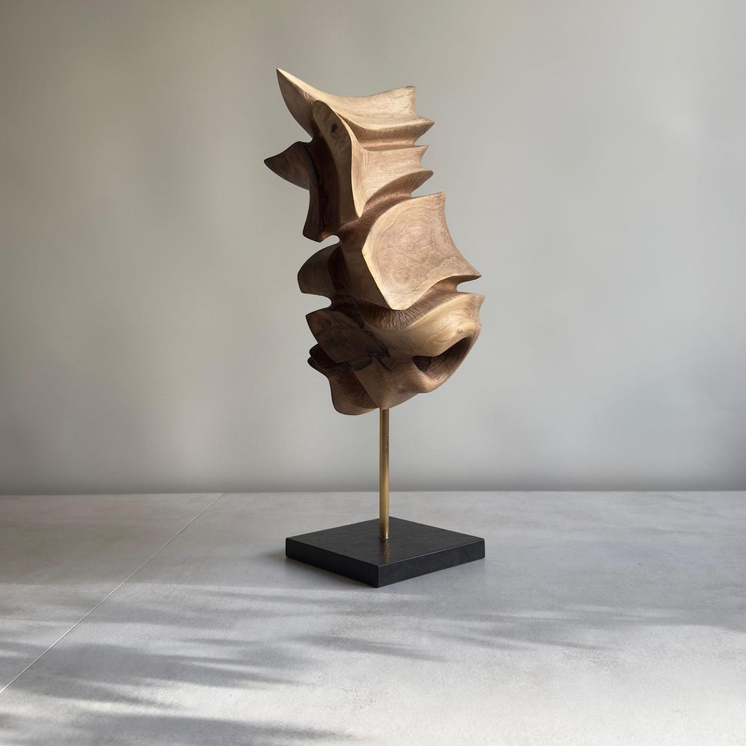 Dynamic Walnut Wood Sculpture Modern Hand-carved Abstract Art for ...