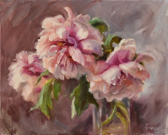Peonies Original Oil Painting Flowers Painting Flowers Still - Etsy