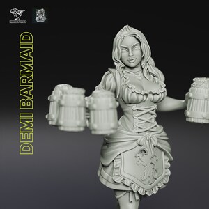 Demi Barmaid Miniature 3D Print Dungeons and Dragons Mini RPG Tabletop ...