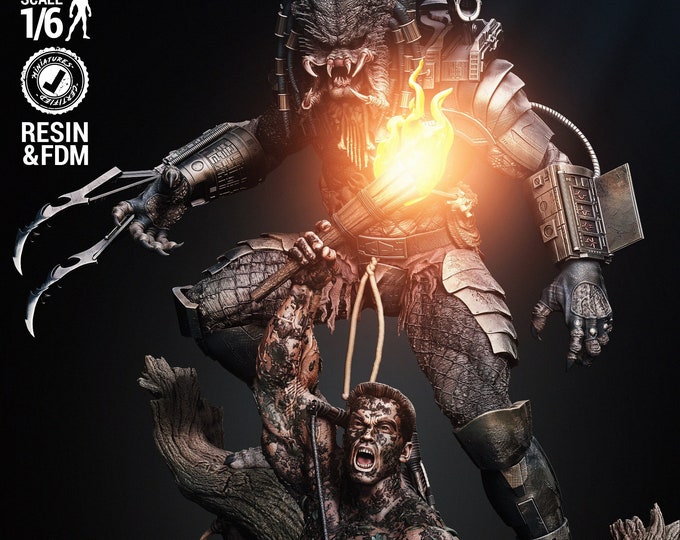 Predator and Dutch Diorama 3d Print Collectible Miniature Statue Figure ...