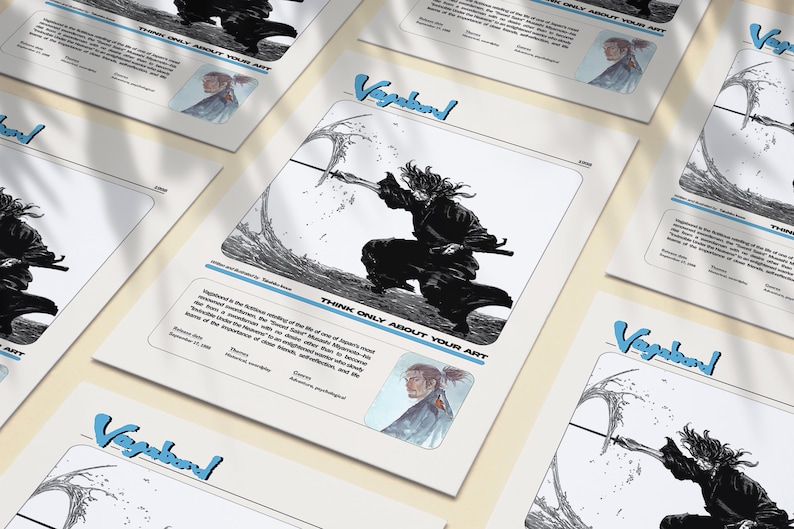 Vagabond Manga Poster, Minimal Mid Century Modern Design - Etsy