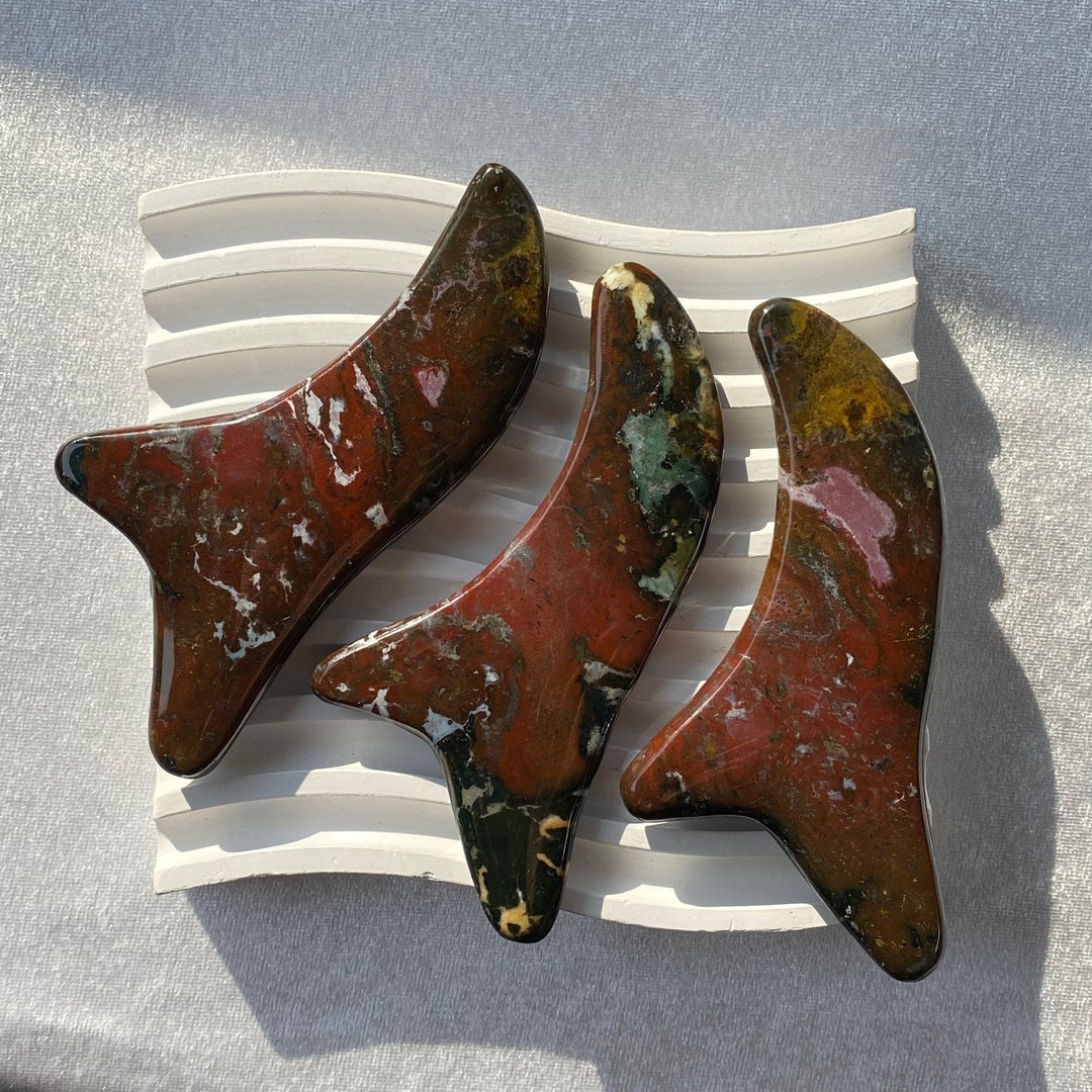Red River Jasper Wave Gua Sha - Crystal Face Massage Tool for Healthy ...