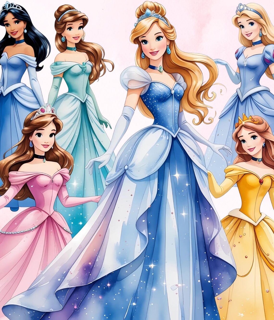 Watercolor Princess Clipart, Cute Princess Graphics, Beautiful Princess ...