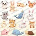 Cute Baby Animals Clipart, Nursery Kids Watercolor Clipart, Wildlife ...
