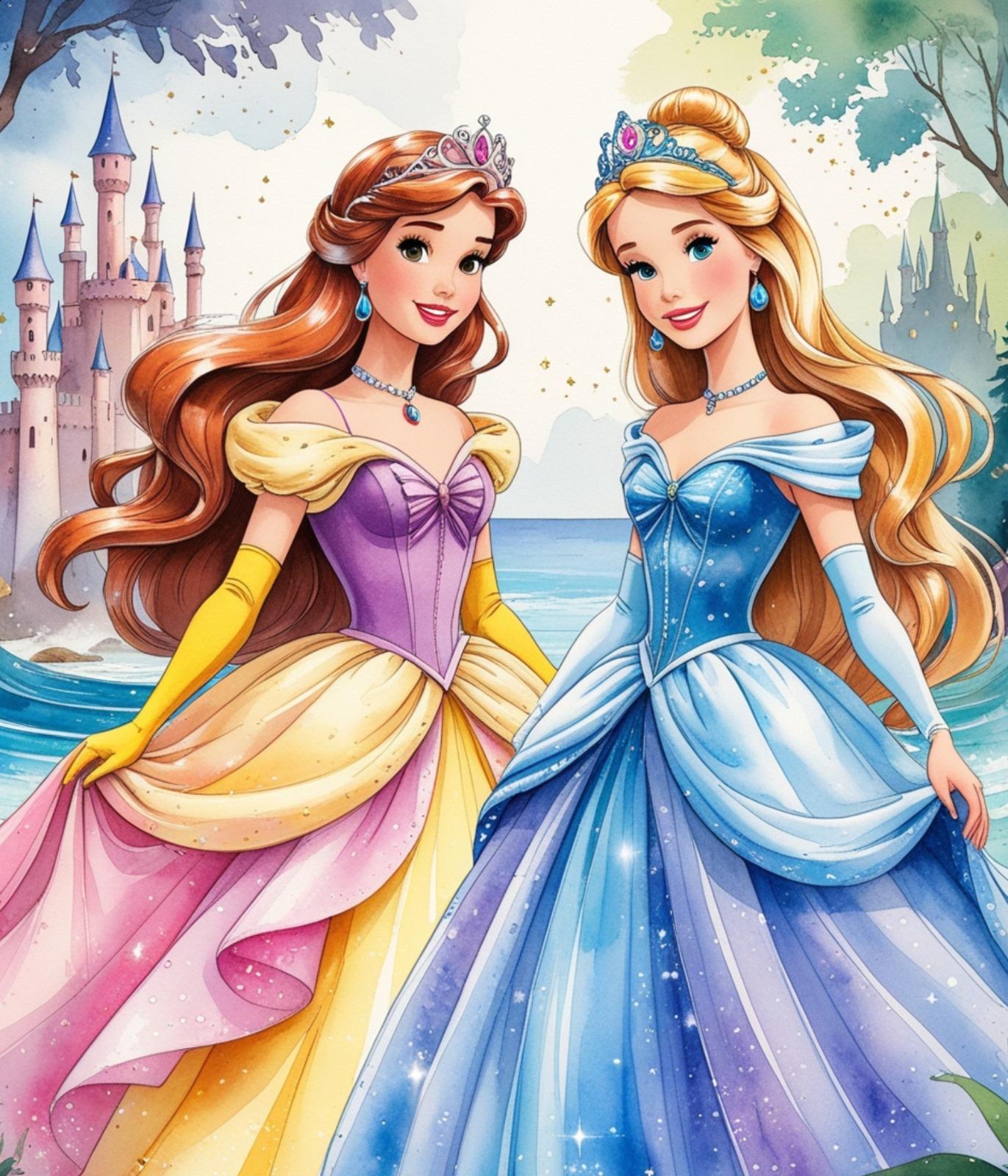 Watercolor Princess Clipart, Cute Princess Graphics, Beautiful Princess ...