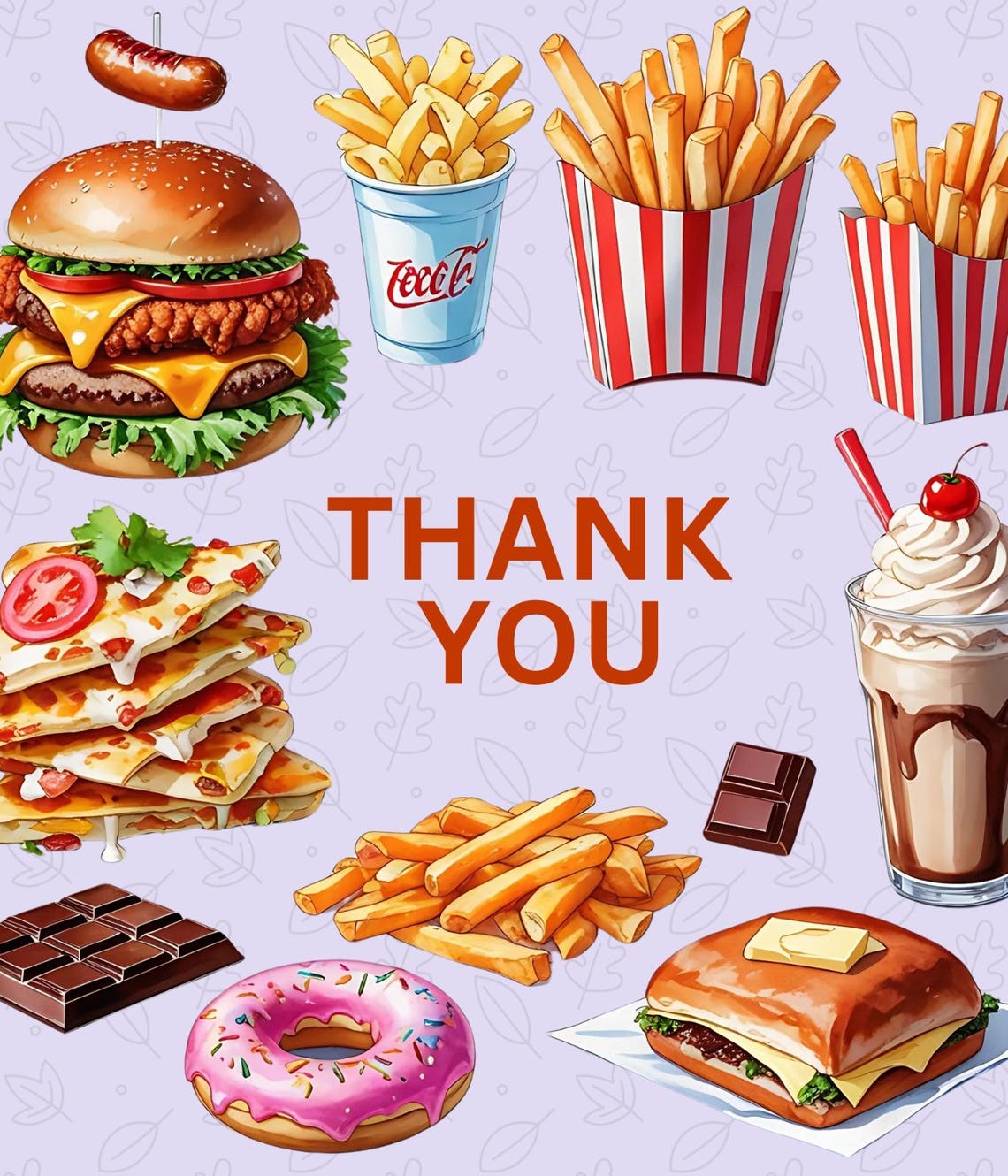 Junk Food Clipart, Fast Food Clipart Bundle, Watercolor PNG Graphics ...