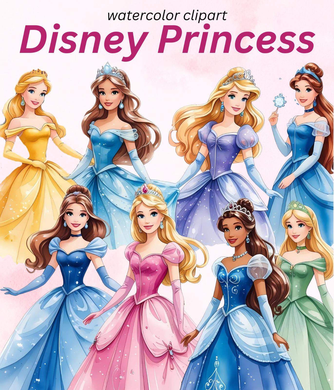 Watercolor Princess Clipart, Cute Princess Graphics, Beautiful Princess ...