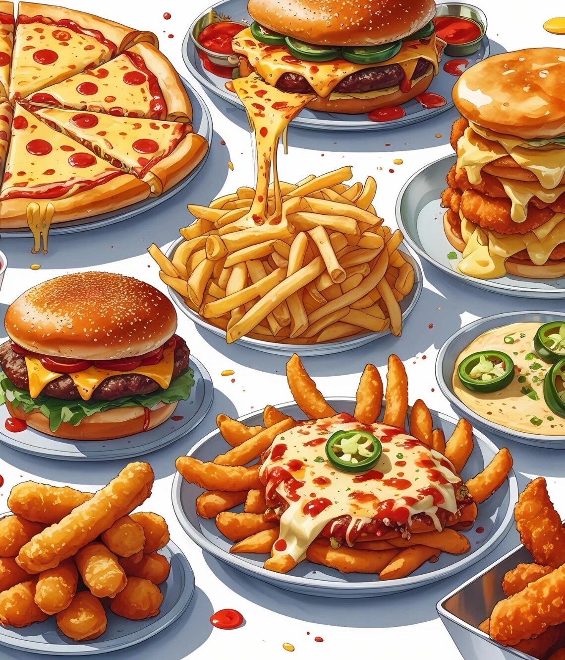 Junk Food Clipart, Fast Food Clipart Bundle, Watercolor PNG Graphics ...