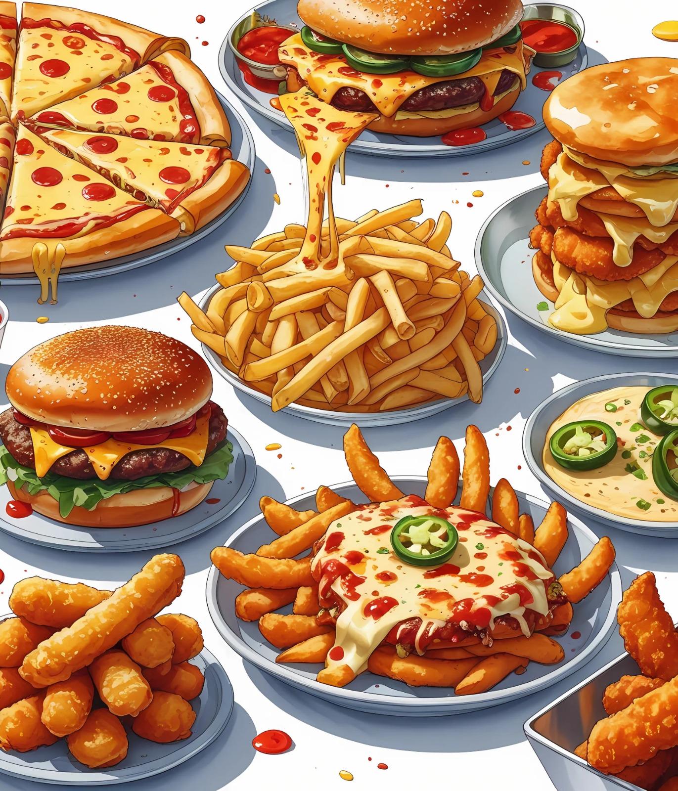 Junk Food Clipart, Fast Food Clipart Bundle, Watercolor PNG Graphics ...