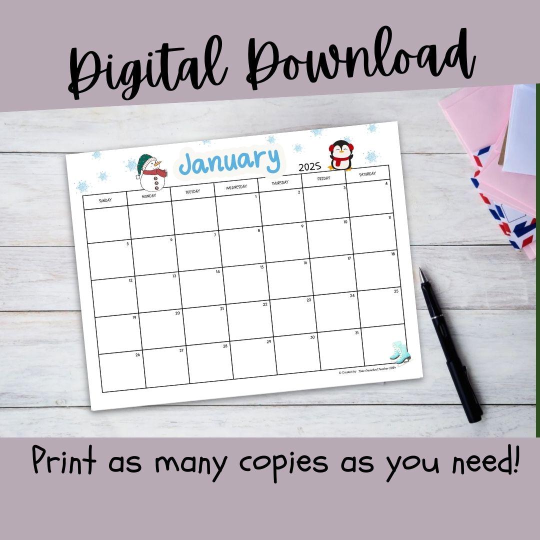 Printable January 2025 Calendar | January 2025 Calendar | Customizable ...