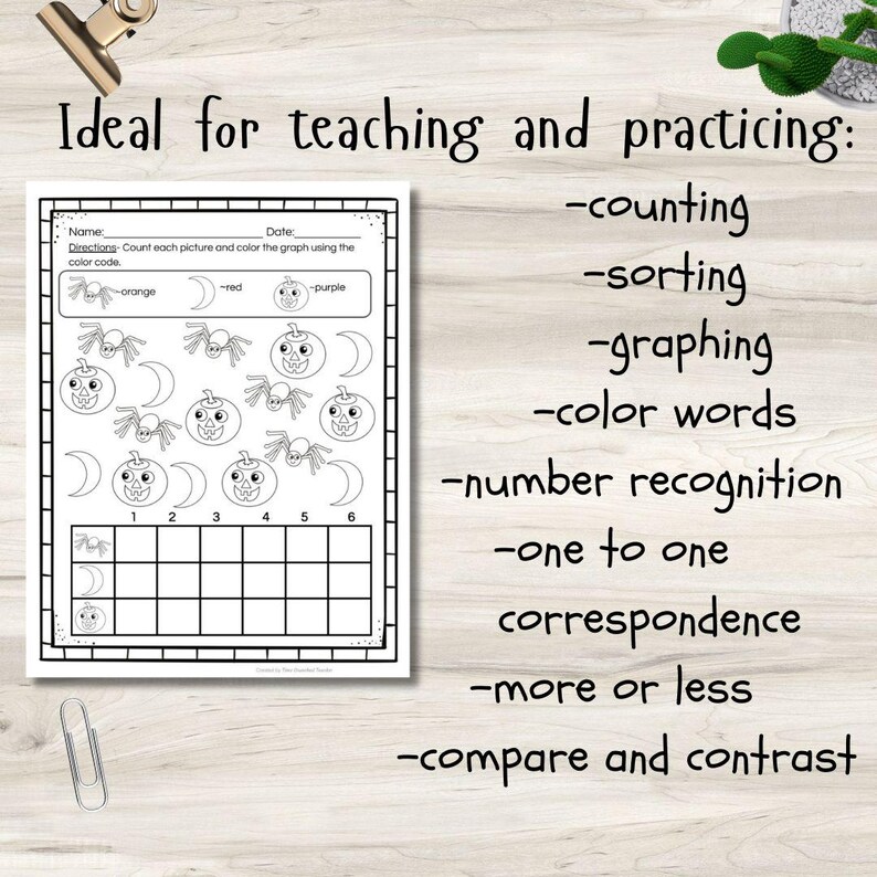 Printable Kindergarten Halloween Math Worksheets | Graphing Skills ...