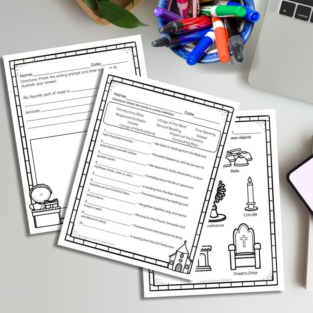 Printable Catholic Order of the Mass Activity Packet for Kids ...