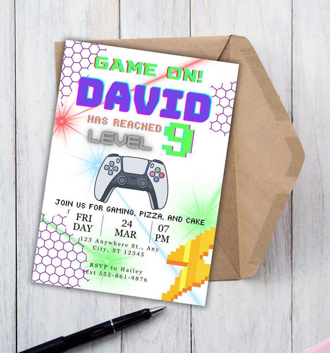 Printable Birthday Party Invitation | Kids Gaming Birthday Party ...