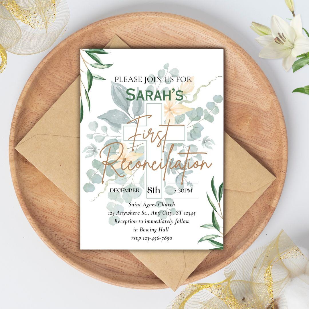 Printable First Reconciliation Invitation | Reconciliation Card ...