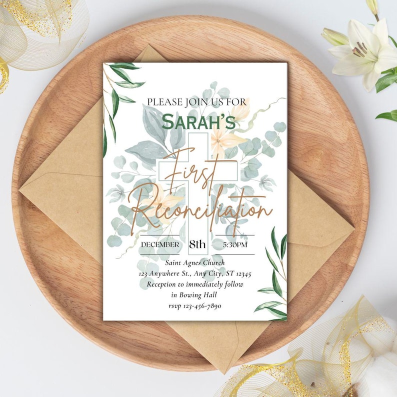 Printable First Reconciliation Invitation | Reconciliation Card ...