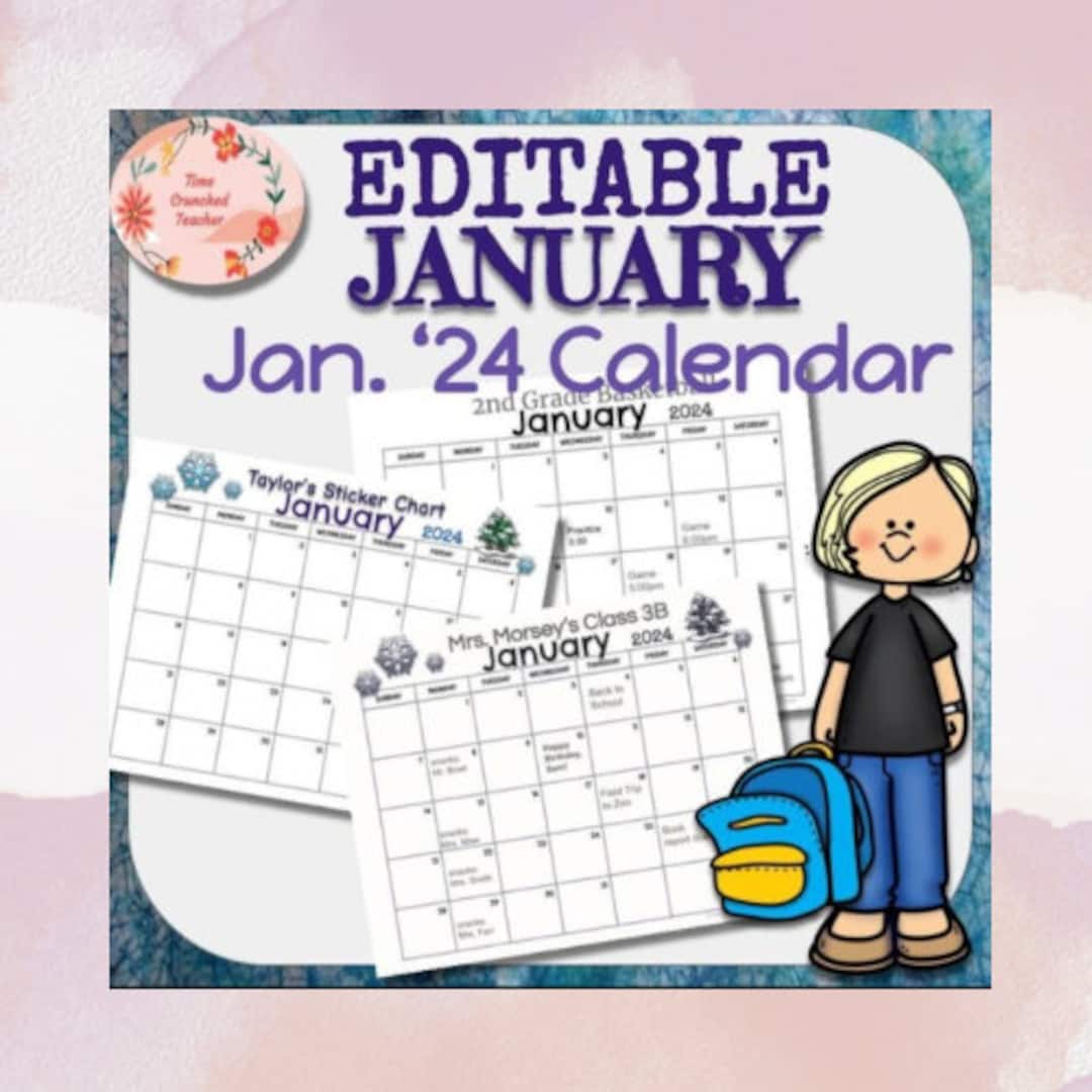 Editable January 2024 Calendar: Personalize And Print! - Etsy