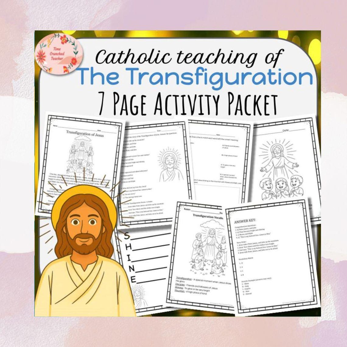 Transfiguration of Jesus Worksheet Packet: Catholic Kids Activity (PDF ...