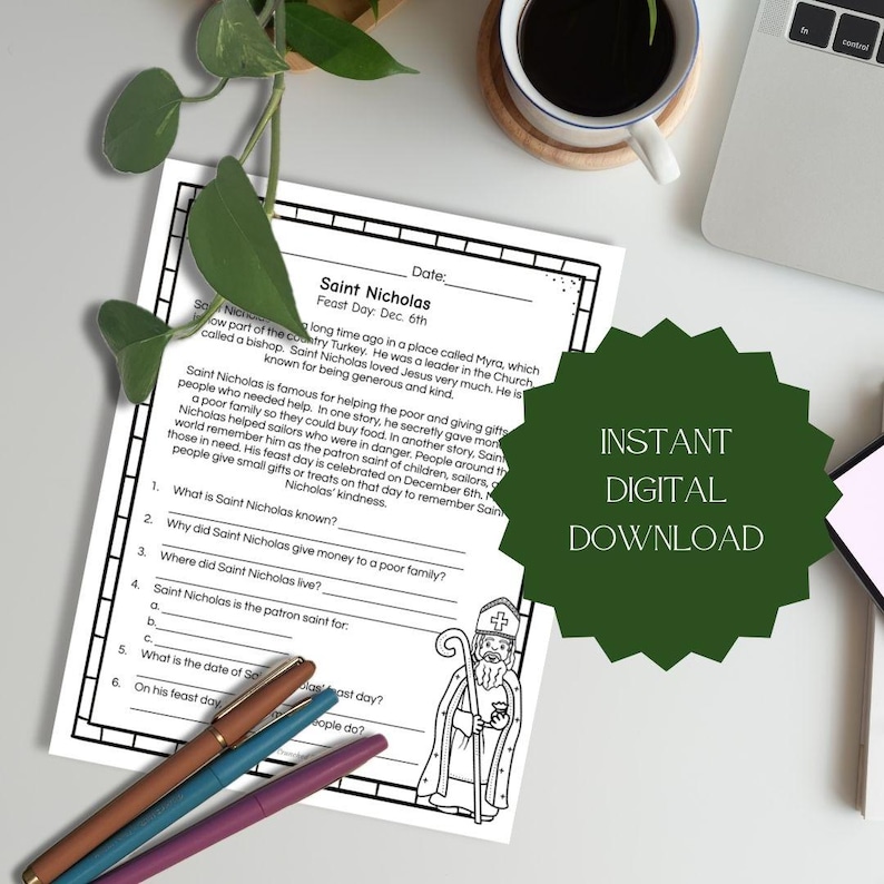 Printable Saint Nicholas Activity Packet for Kids | St. Nicholas Statue ...