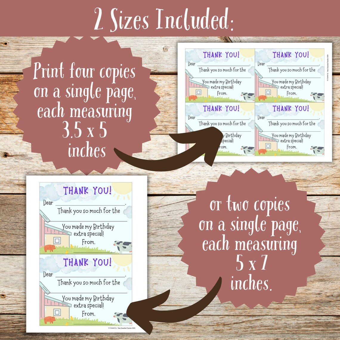 Printable Fill in the Blank Thank You Cards | Farm Birthday | Kids ...