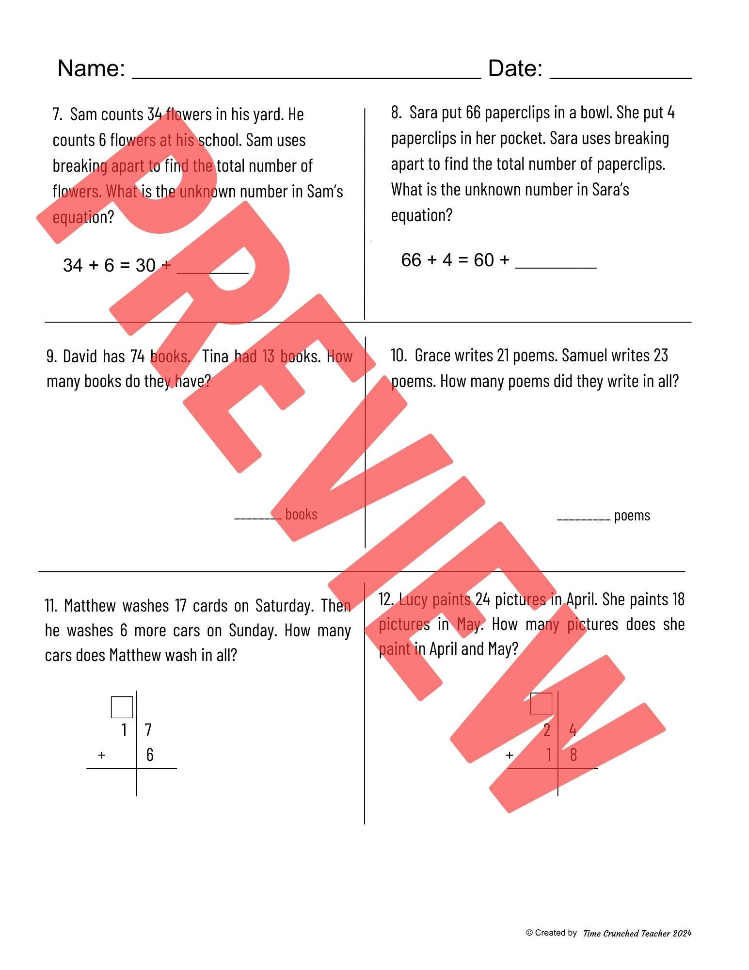 Printable 2nd Grade Go Math Ch. 5: Two Digit Addition | Math Practice ...