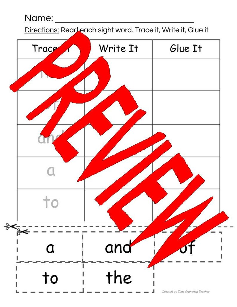 Kindergarten Sight Words | Fry's Words 1-5 | Printable Sight Word ...