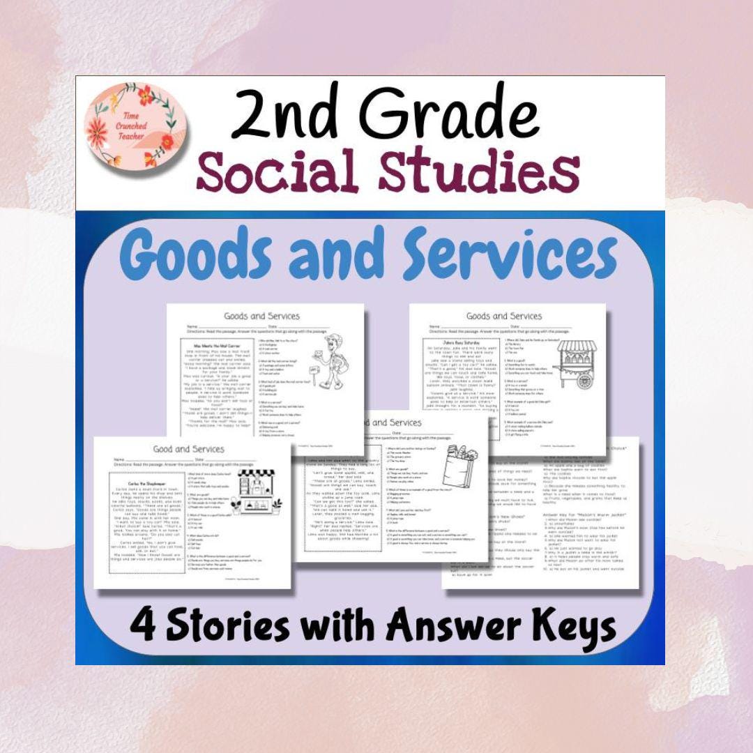 Printable 2nd Grade Social Studies: Goods and Services | Reading ...