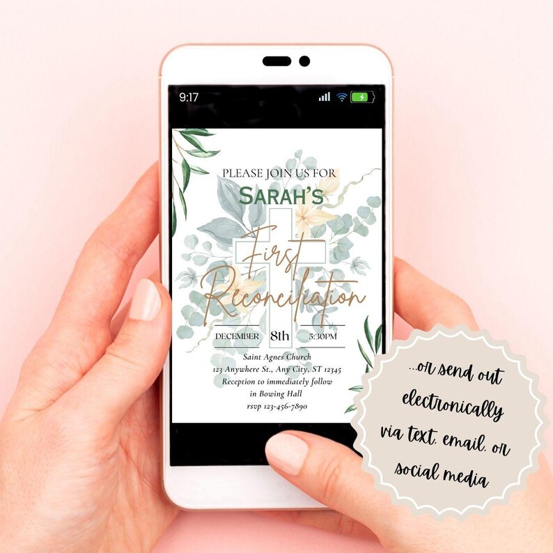 Printable First Reconciliation Invitation | Reconciliation Card ...