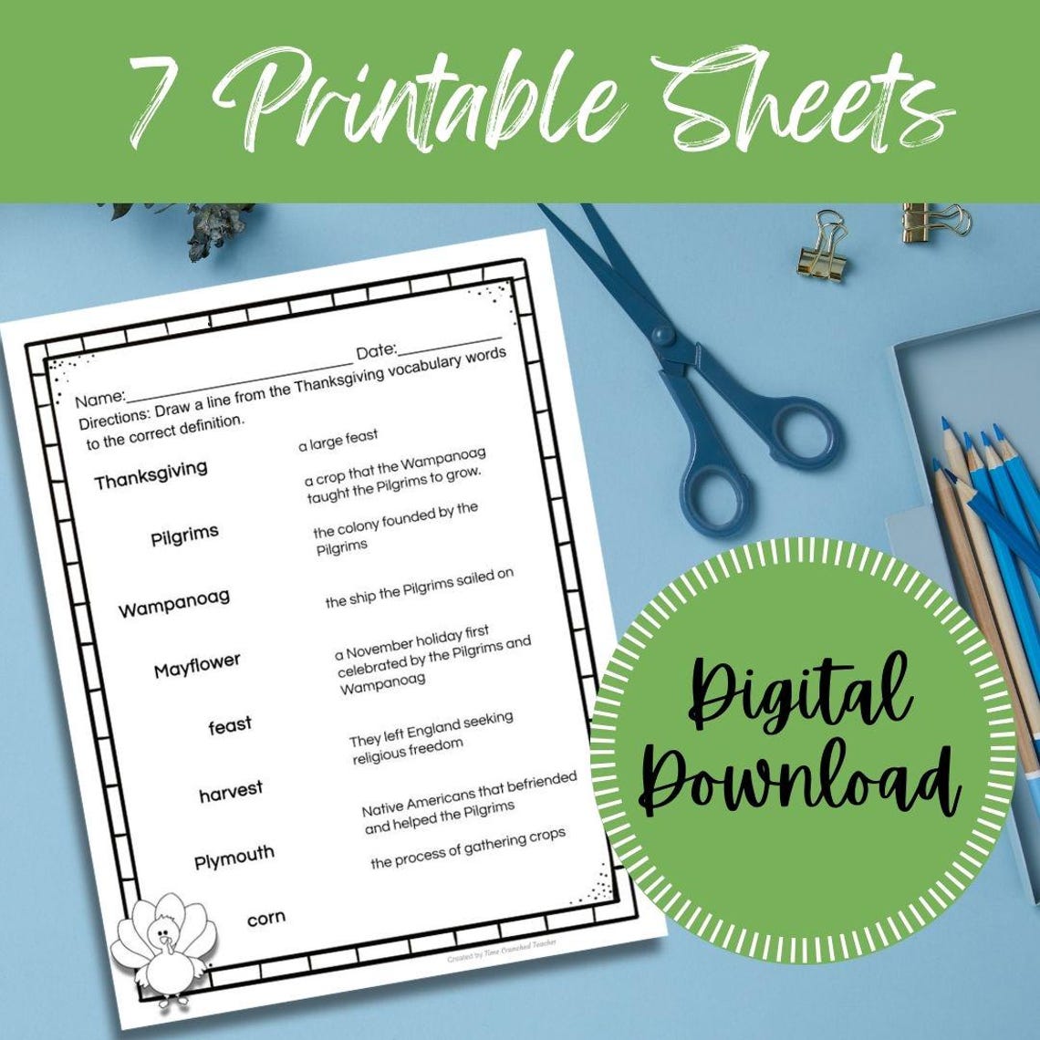 Printable Thanksgiving Morning Work | Printable Thanksgiving Worksheets ...