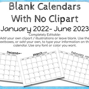 Editable 18 Month Calendar: January 2022-june 2023 - Etsy
