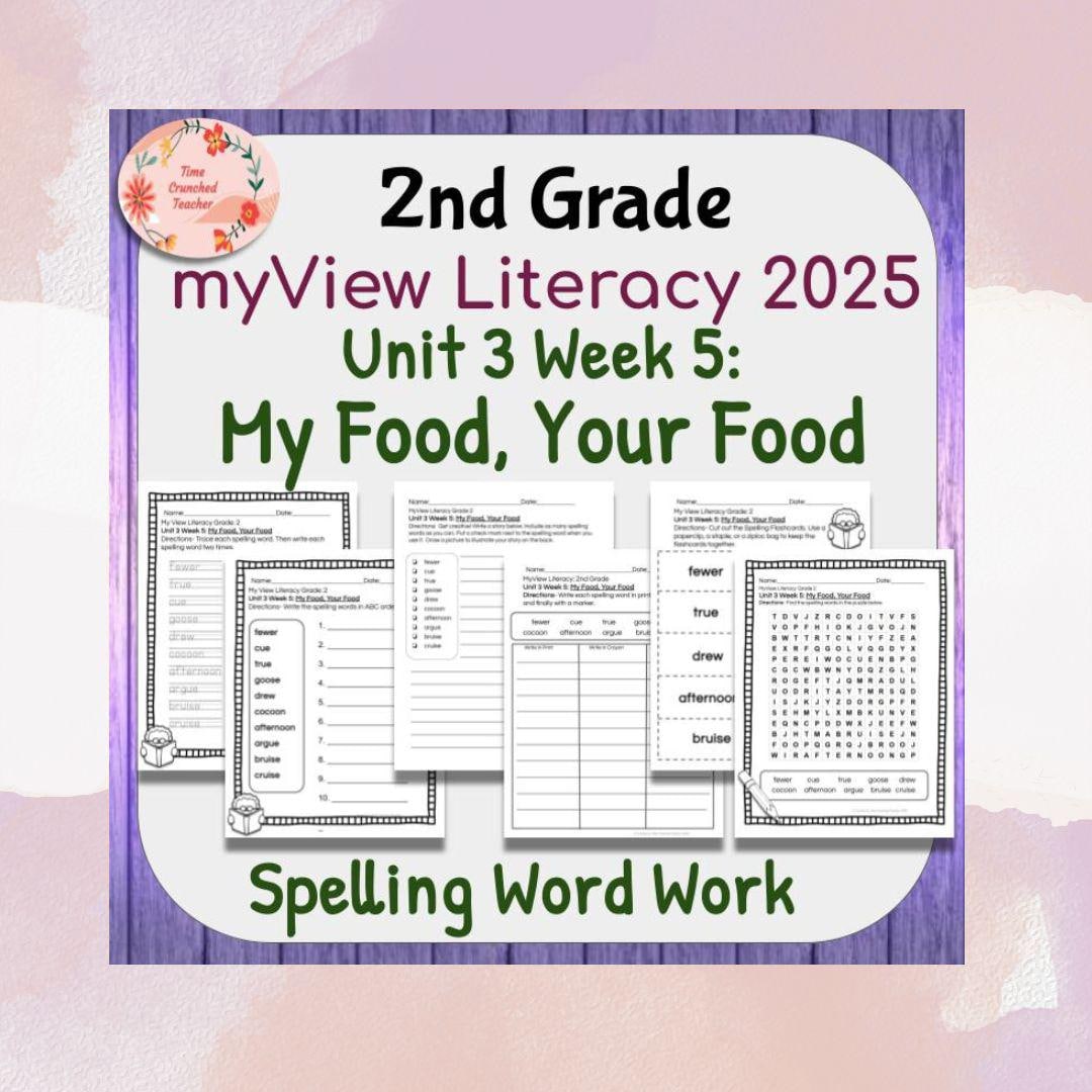 2nd Grade My View Literacy 2025 | My Food, Your Food | Spelling Words ...