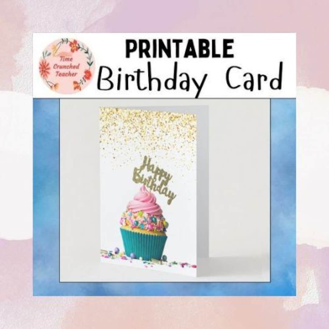 Printable Foldable Birthday Card 5 X7 Card Birthday Card for Kids Cake ...