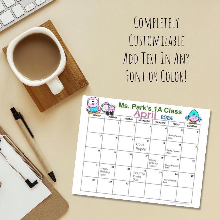 Printable April Calendar | April 2024 Calendar | Customizable Calendar ...