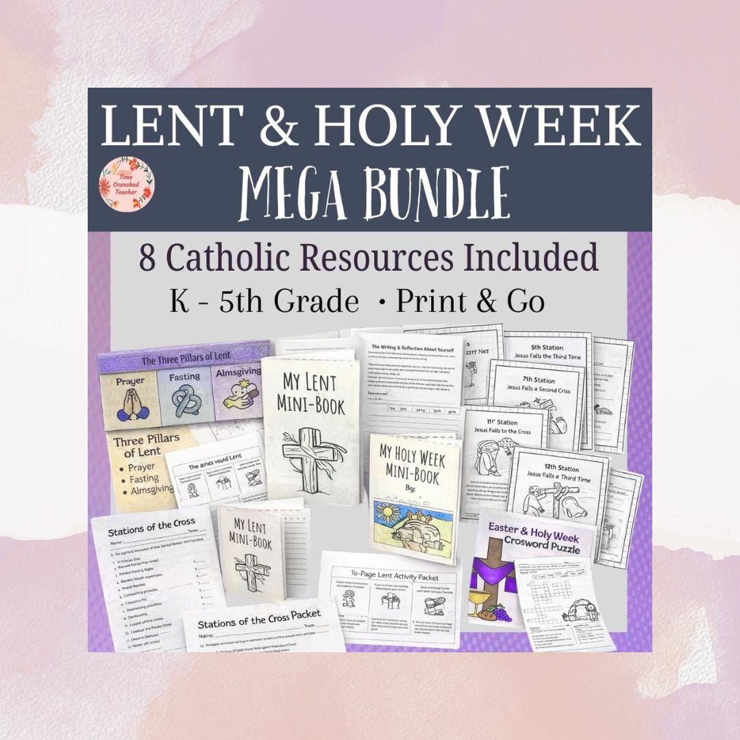 Lent Holy Week Catholic Teaching Bundle | 8 Resources (digital Download ...