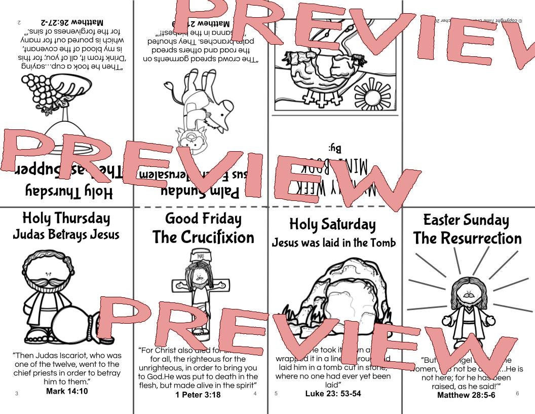 Holy Week Mini Book NO PREP- Color, Fold, and Read! - Etsy